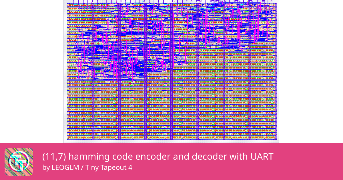 256 (11,7) hamming code encoder and decoder with UART :: Quicker, easier and cheaper to make ...